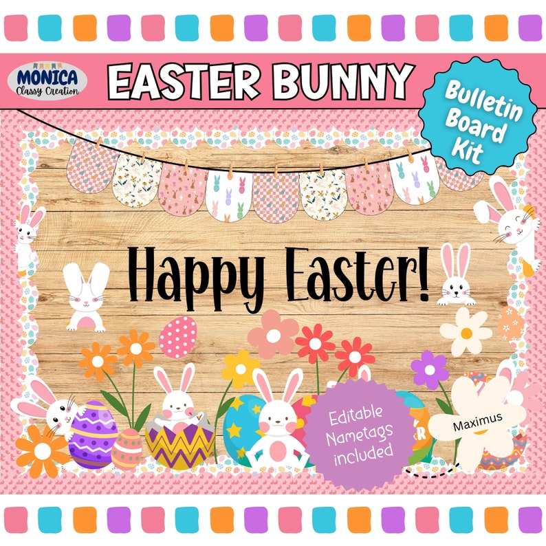 Easter Bunny Bulletin Board Kit-spring Bulletin Board Kit-spring ...