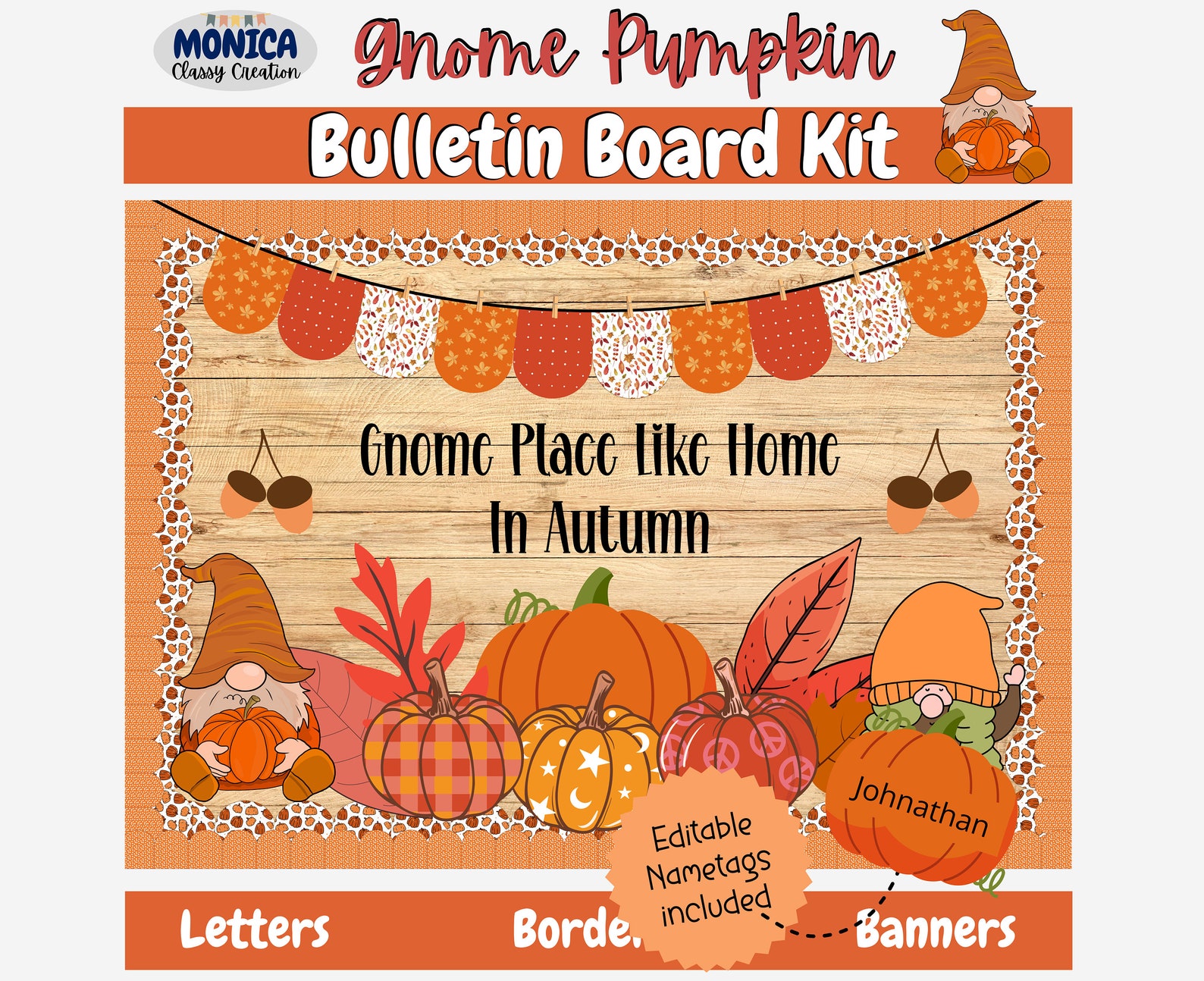 Gnome Pumpkin Fall Bulletin Board Kit-classroom Decor-teacher - Etsy