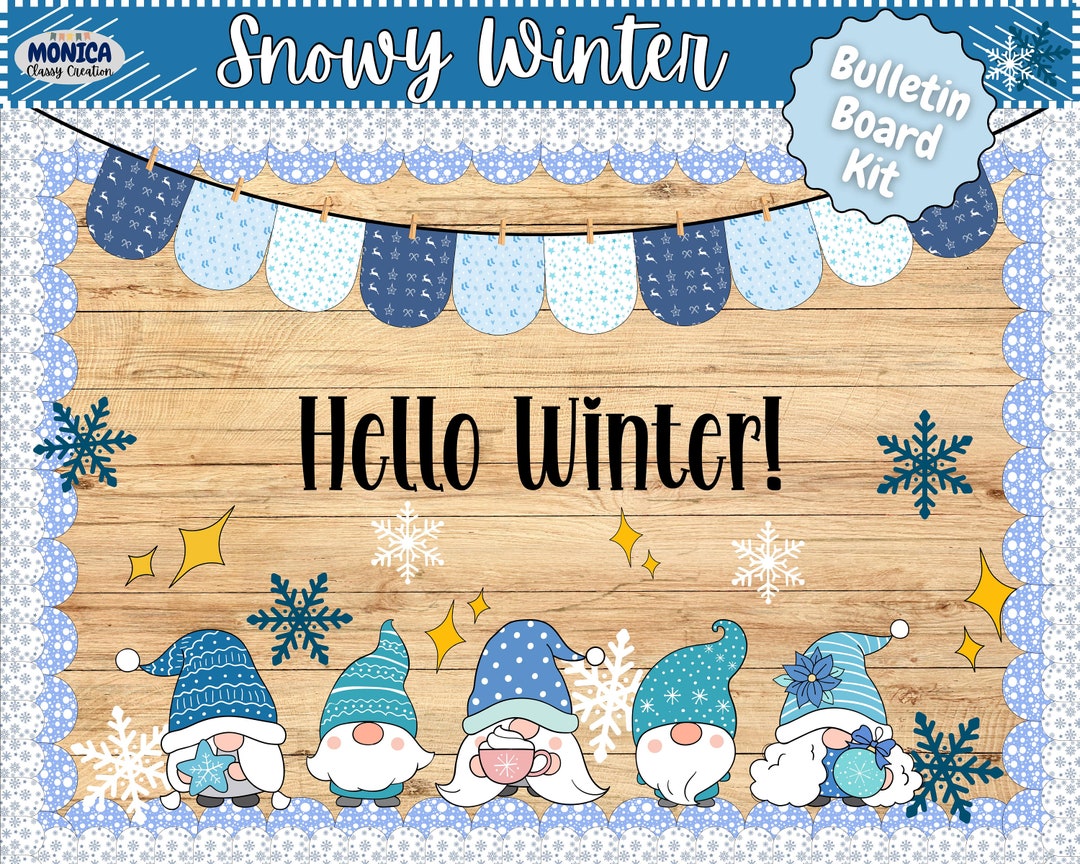 Winter Gnomes Bulletin Board Kit January Classroom Door Decor Hello ...