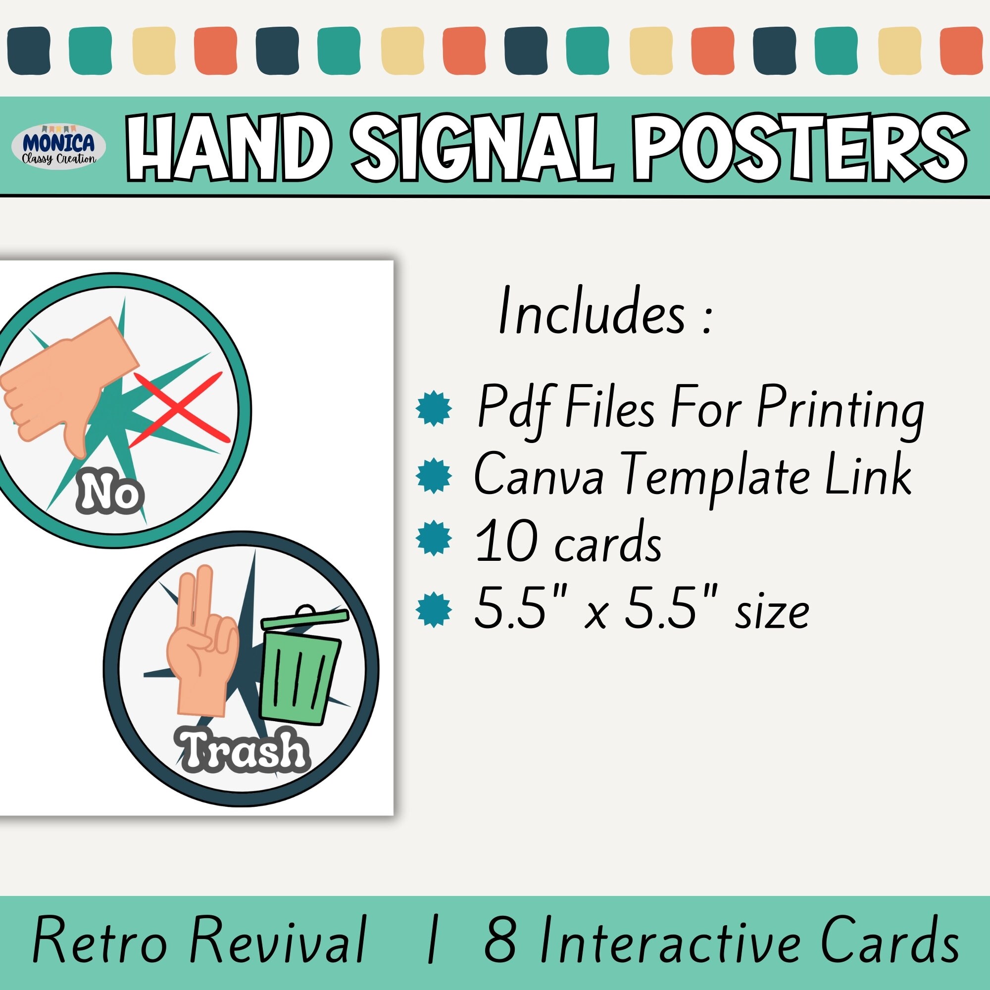 Retro Classroom Hand Signal Posters-groovy Classroom Hand Gestures ...
