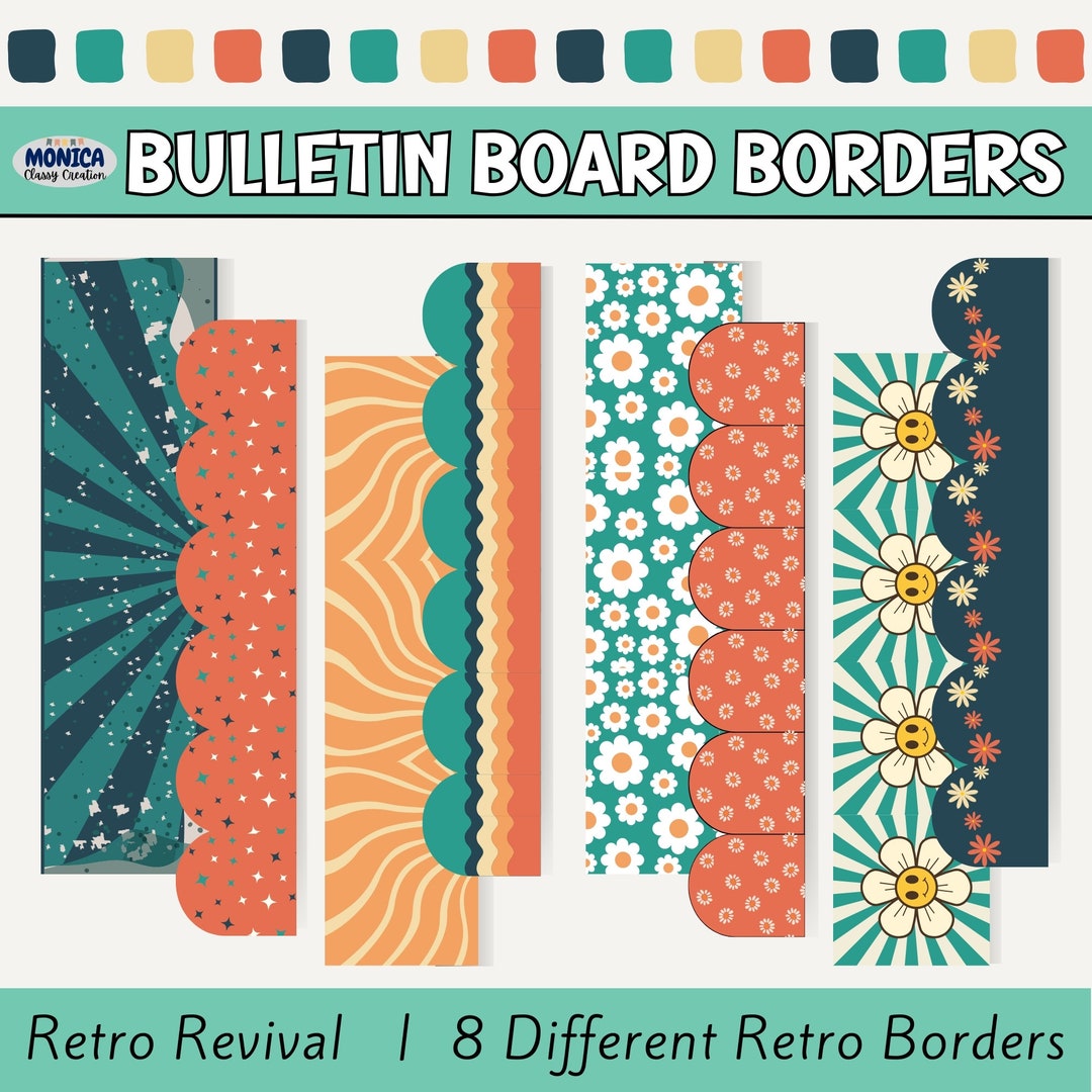 Retro Groovy Bulletin Board Borders-classroom Door Decor-teacher ...