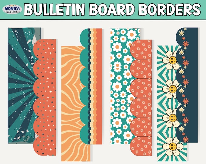 Boho Retro Bulletin Board Borders | Daisy - Etsy Canada