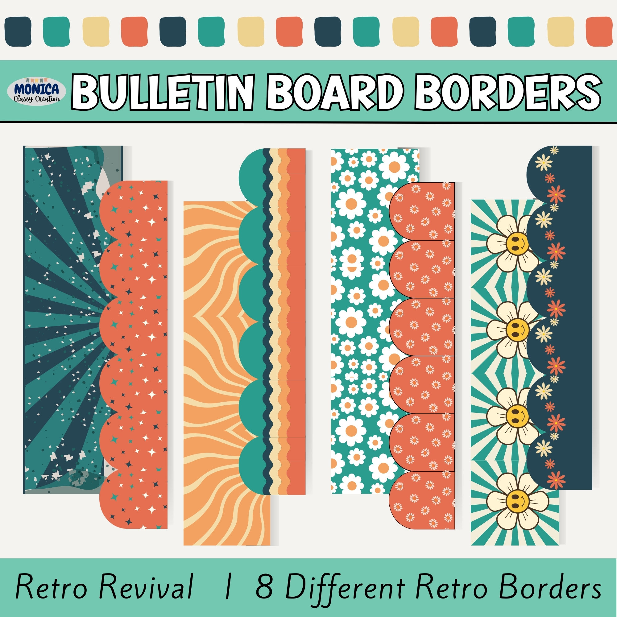 Retro Groovy Bulletin Board Borders-classroom Door Decor-teacher ...