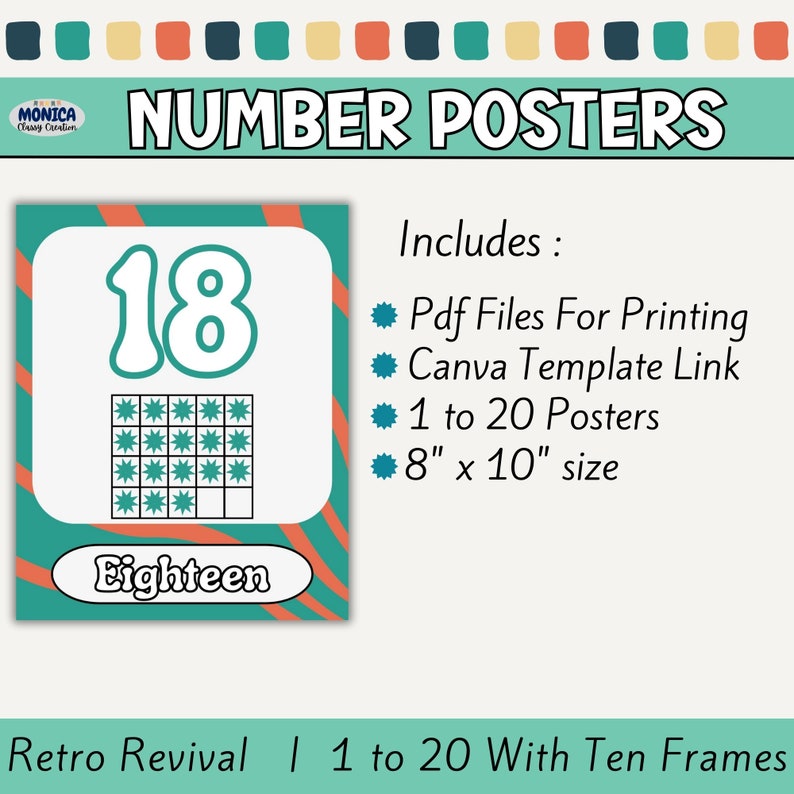 Retro Classroom Number Posters With Ten Frames 1-20 for Kids-math ...