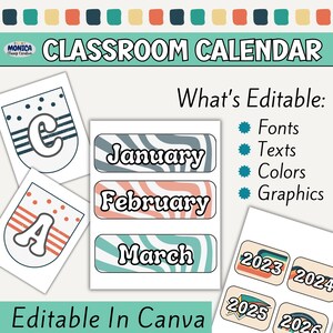 Retro Classroom Calendar Display-weather Station Set-pocket Chart Wall ...
