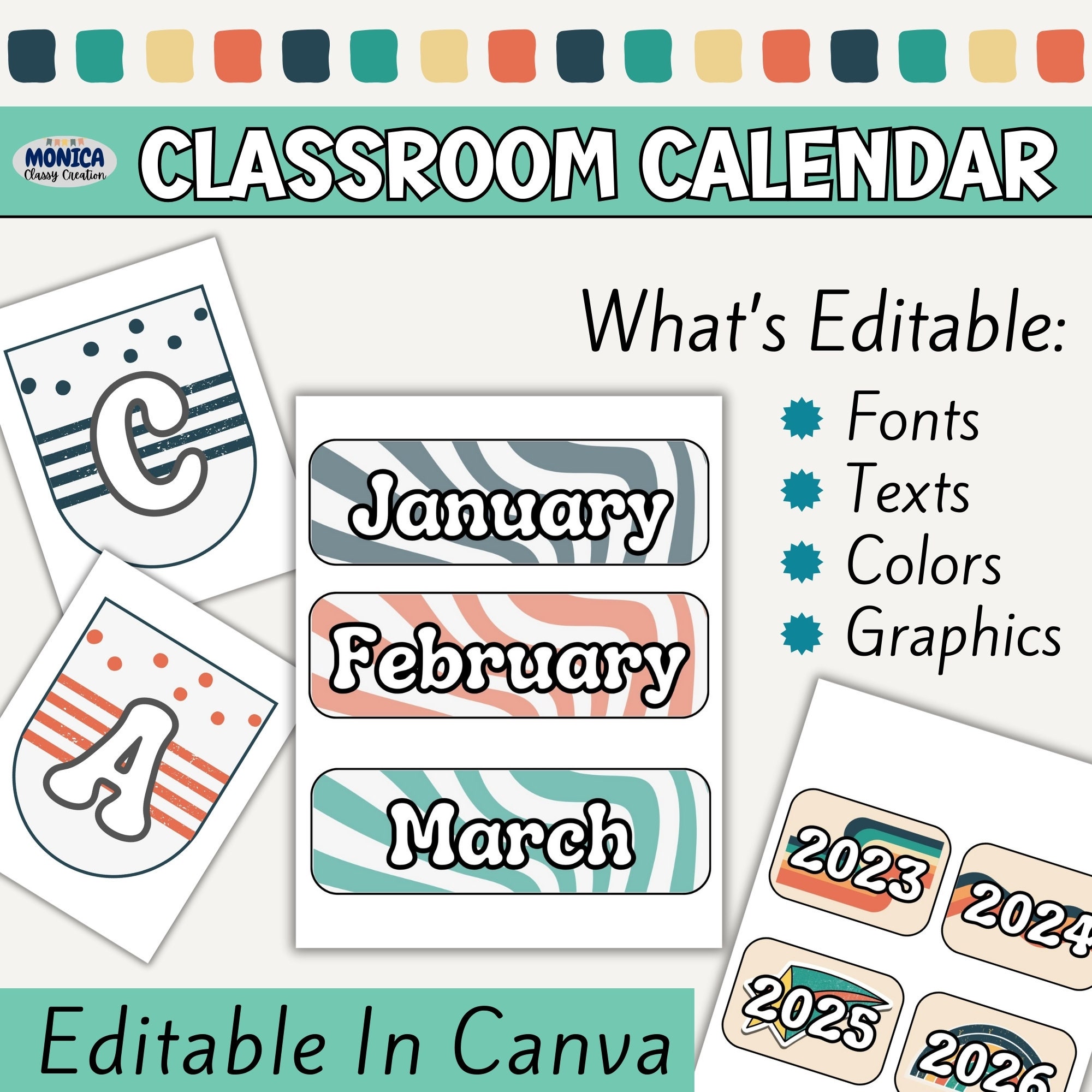 Retro Classroom Calendar Display-weather Station Set-pocket Chart Wall ...