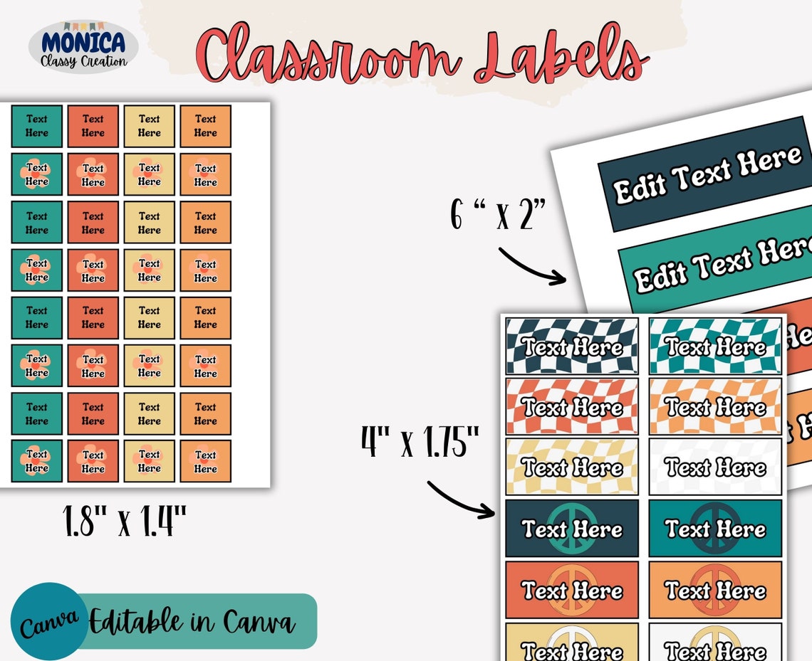 Retro Classroom Labels Sign Pack-teacher Toolbox - Etsy
