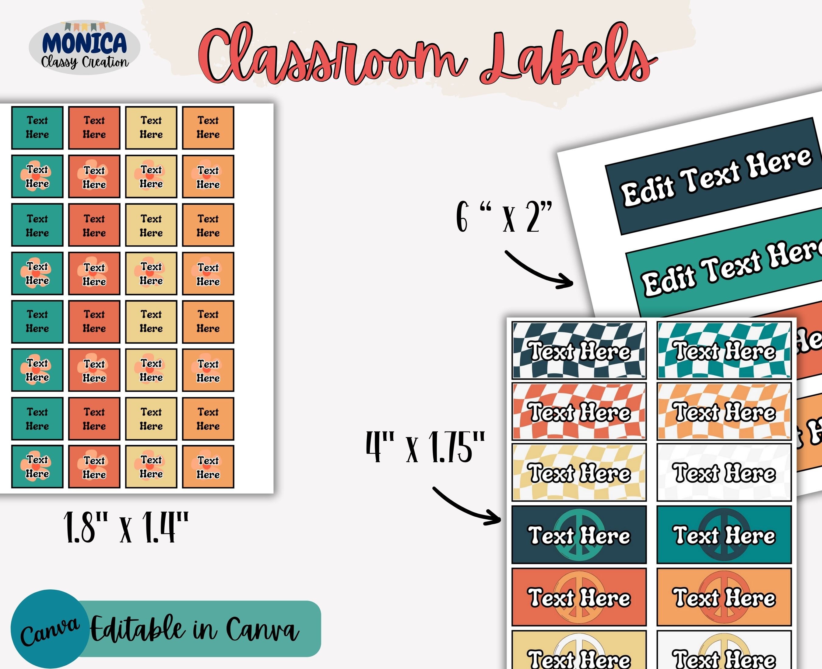 Retro Classroom Labels Sign Pack-teacher Toolbox - Etsy