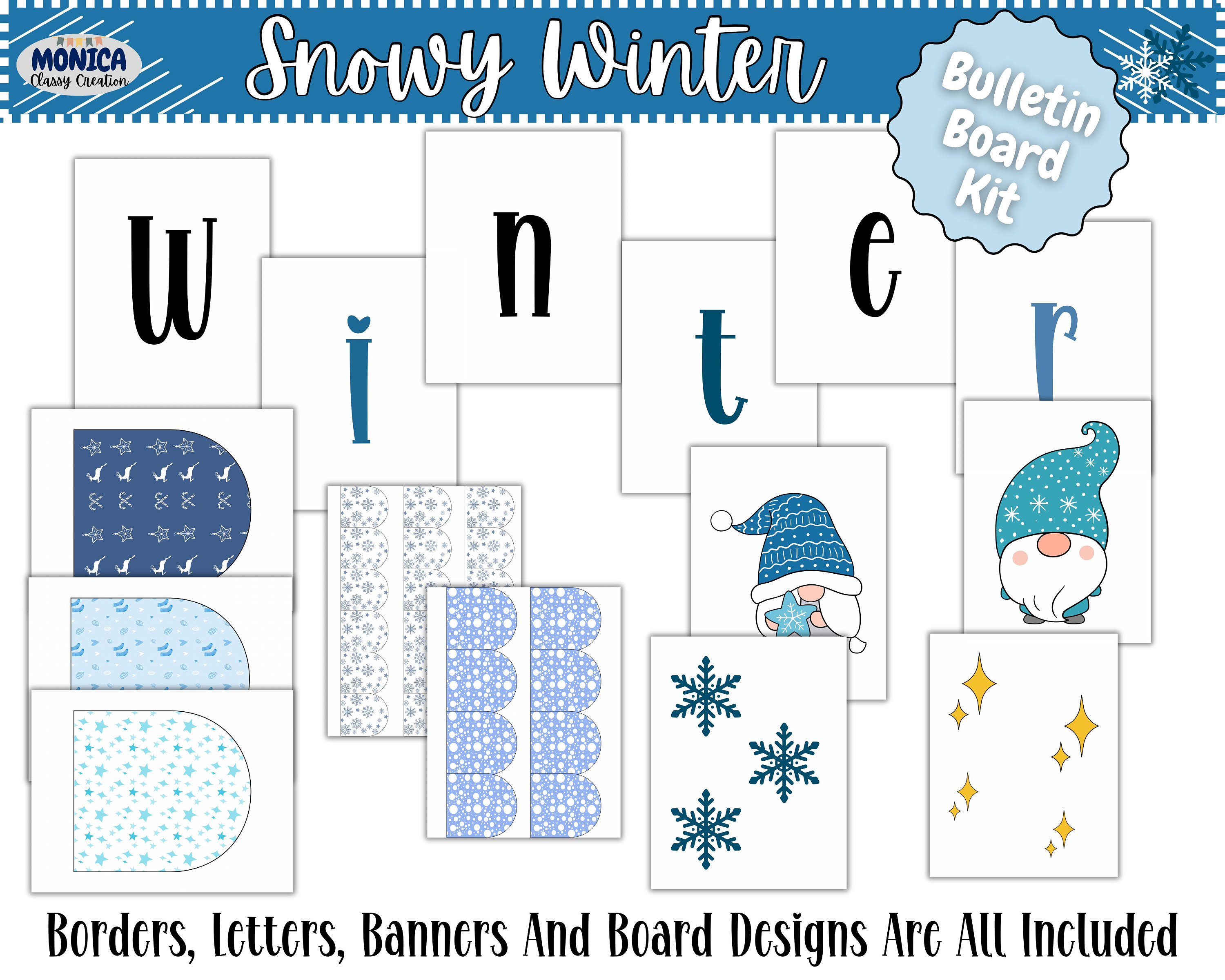 Winter Gnomes Bulletin Board Kit January Classroom Door Decor Hello ...