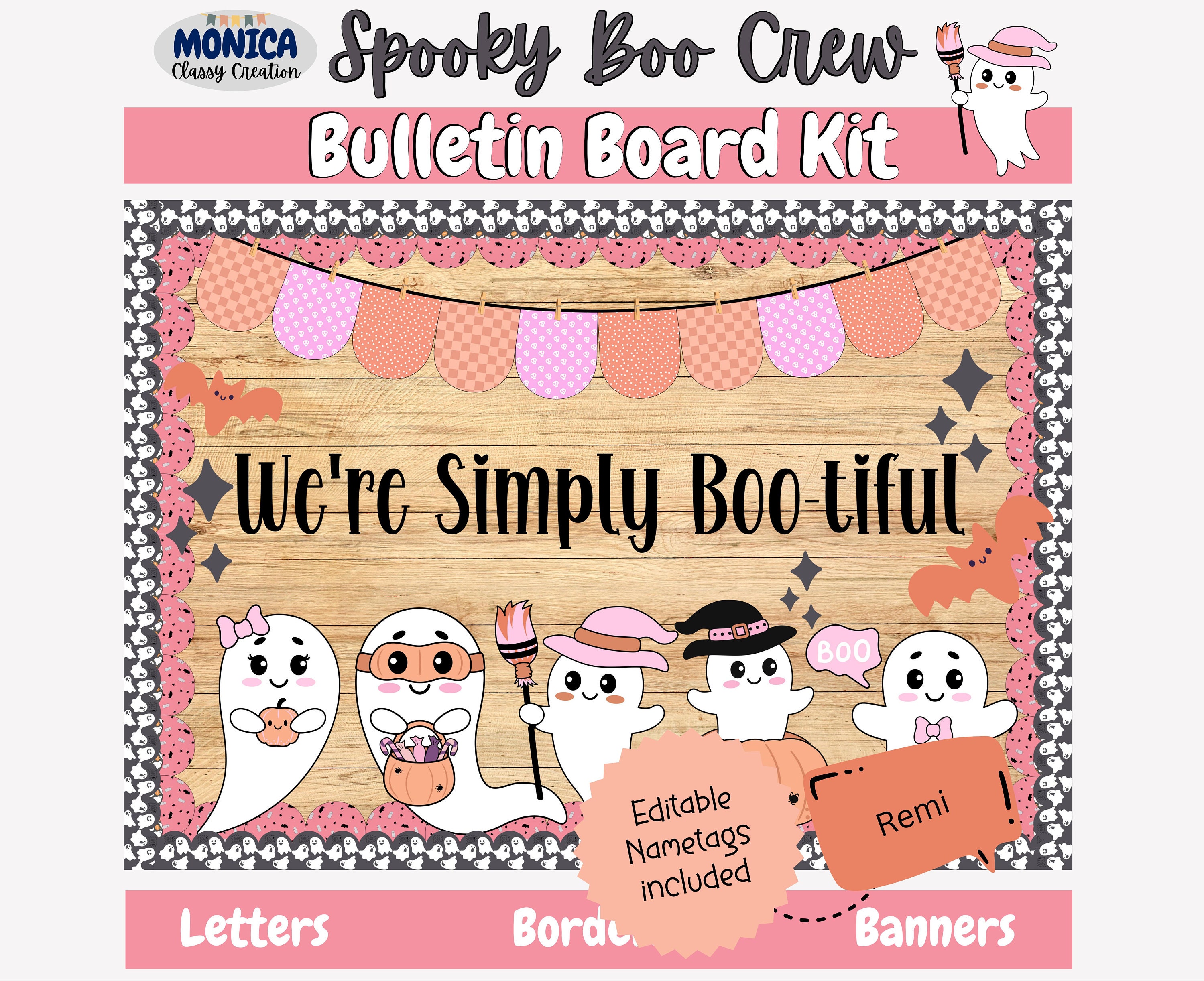 Spooky Boo to Crew Halloween Bulletin Board Decor-pastel Boho Classroom ...