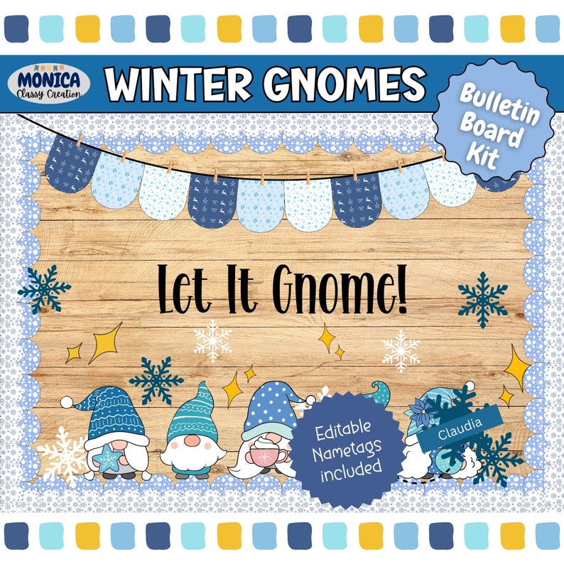 Winter Gnomes Bulletin Board Kit January Classroom Door Decor Hello ...