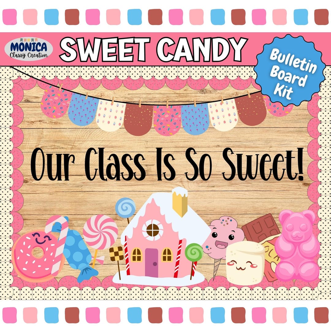 Sweet Candy Bulletin Board Kit-candyland Pastel Classroom Door Decor ...