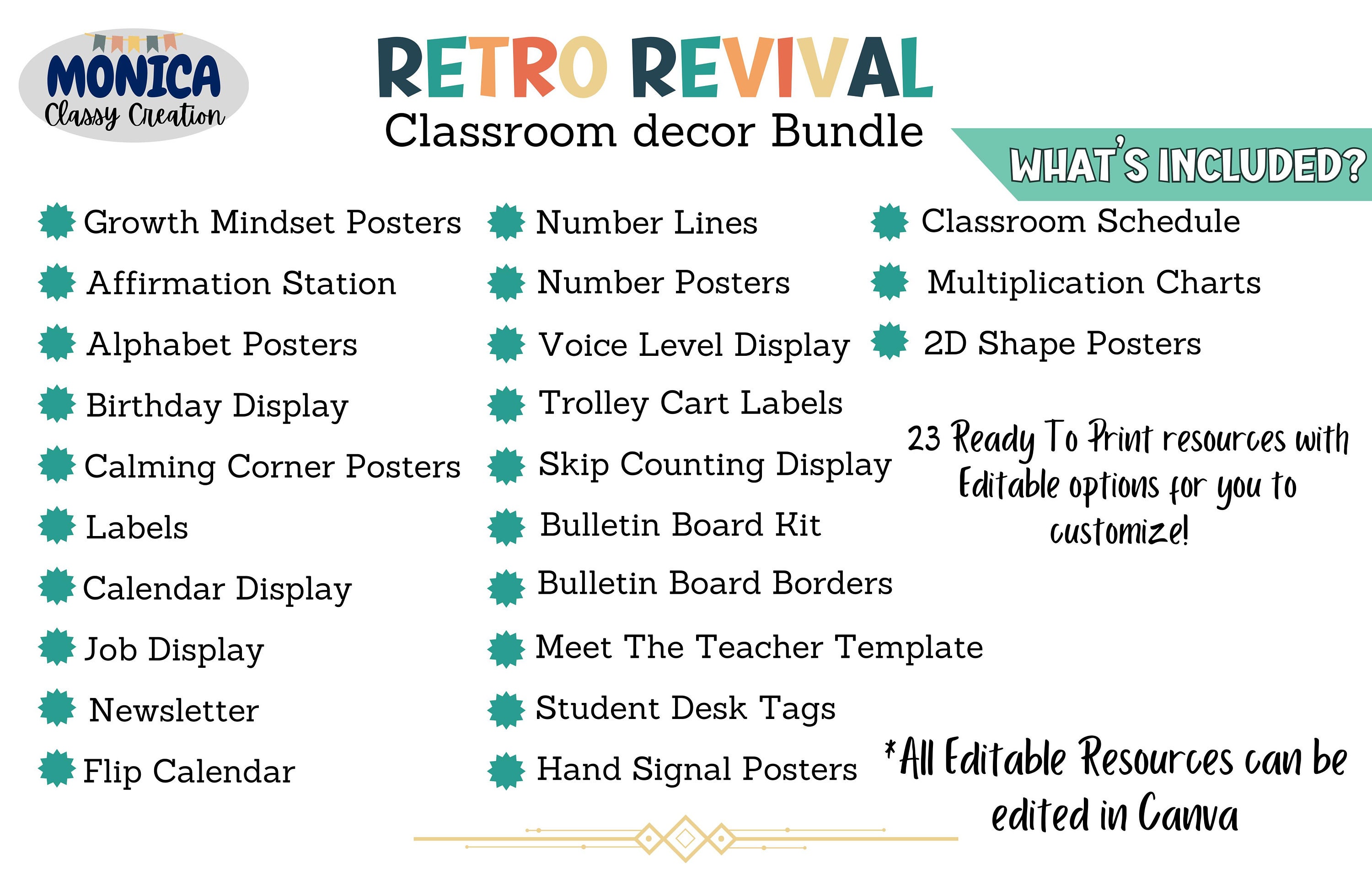 Retro Classroom Decor Bundle Elementary Groovy Classroom Theme Bright ...