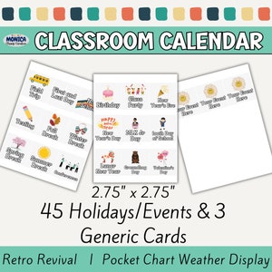 Retro Classroom Calendar Display-weather Station Set-pocket Chart Wall ...