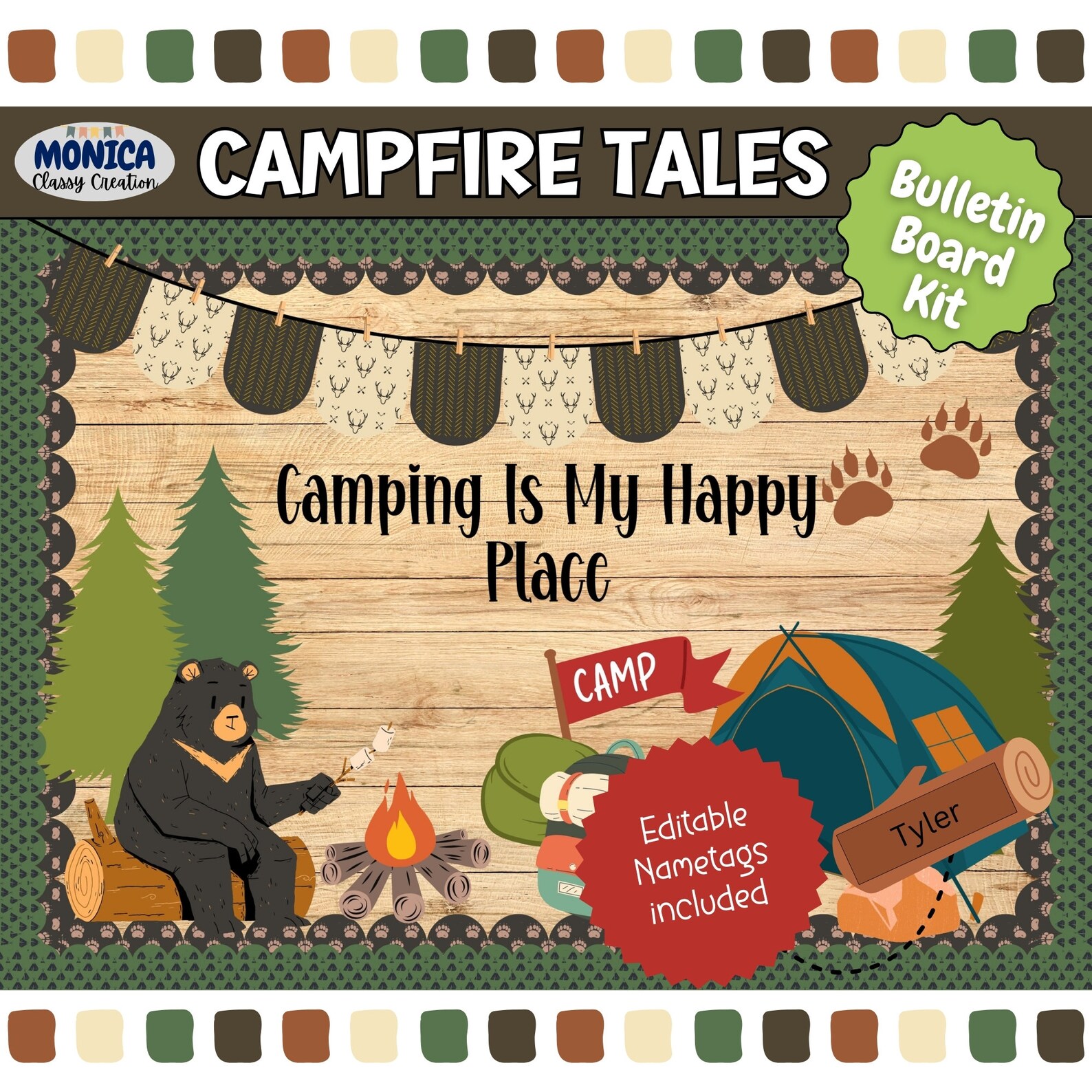 Camp Theme Bulletin Board Kit-happy Camper Classroom Door Decor-nature ...