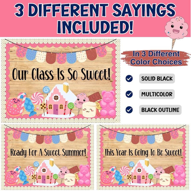 Sweet Candy Bulletin Board Kit-candyland Pastel Classroom Door Decor ...