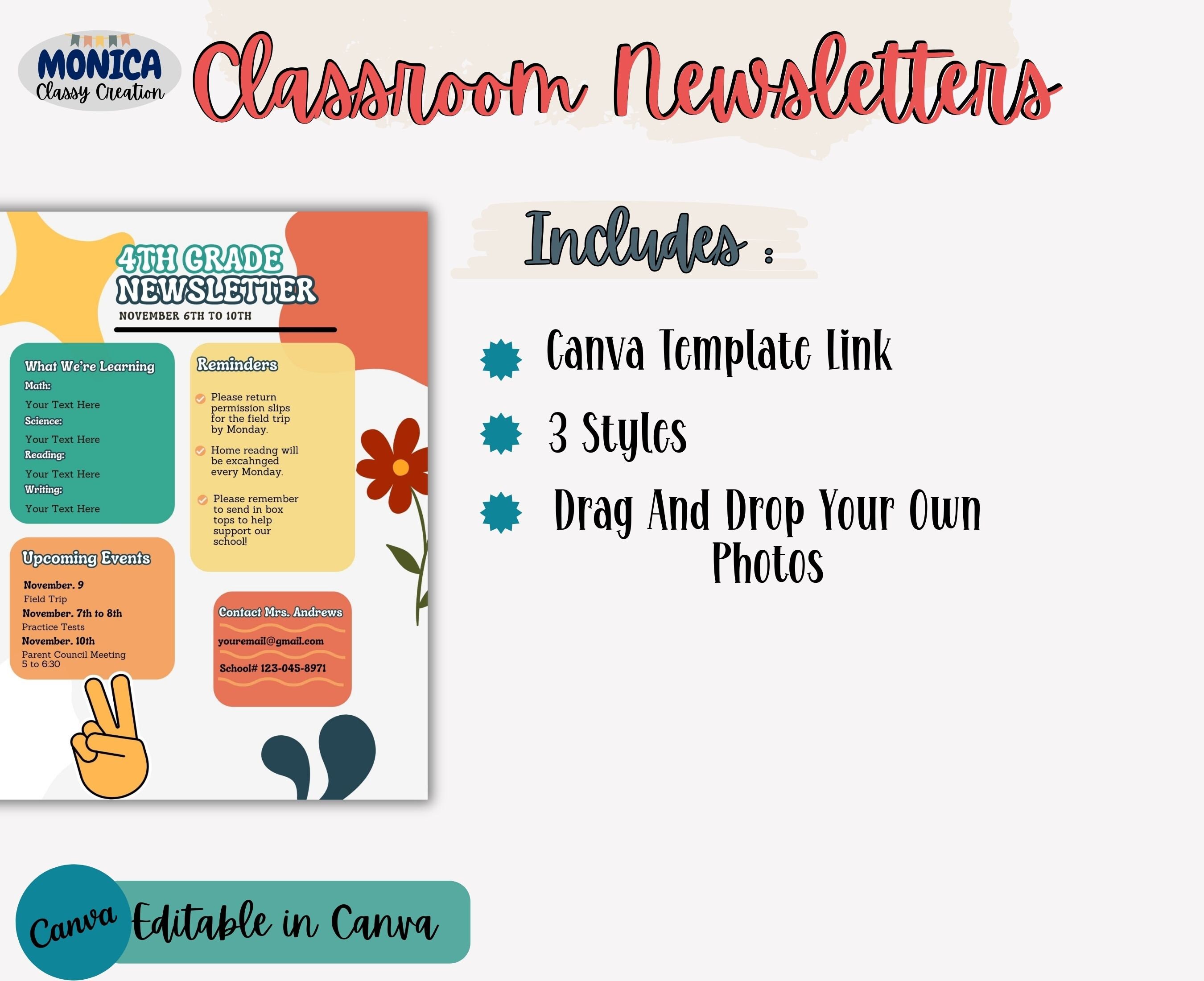 Retro Classroom Newsletter Templates for Teachers-groovy Editable Back ...