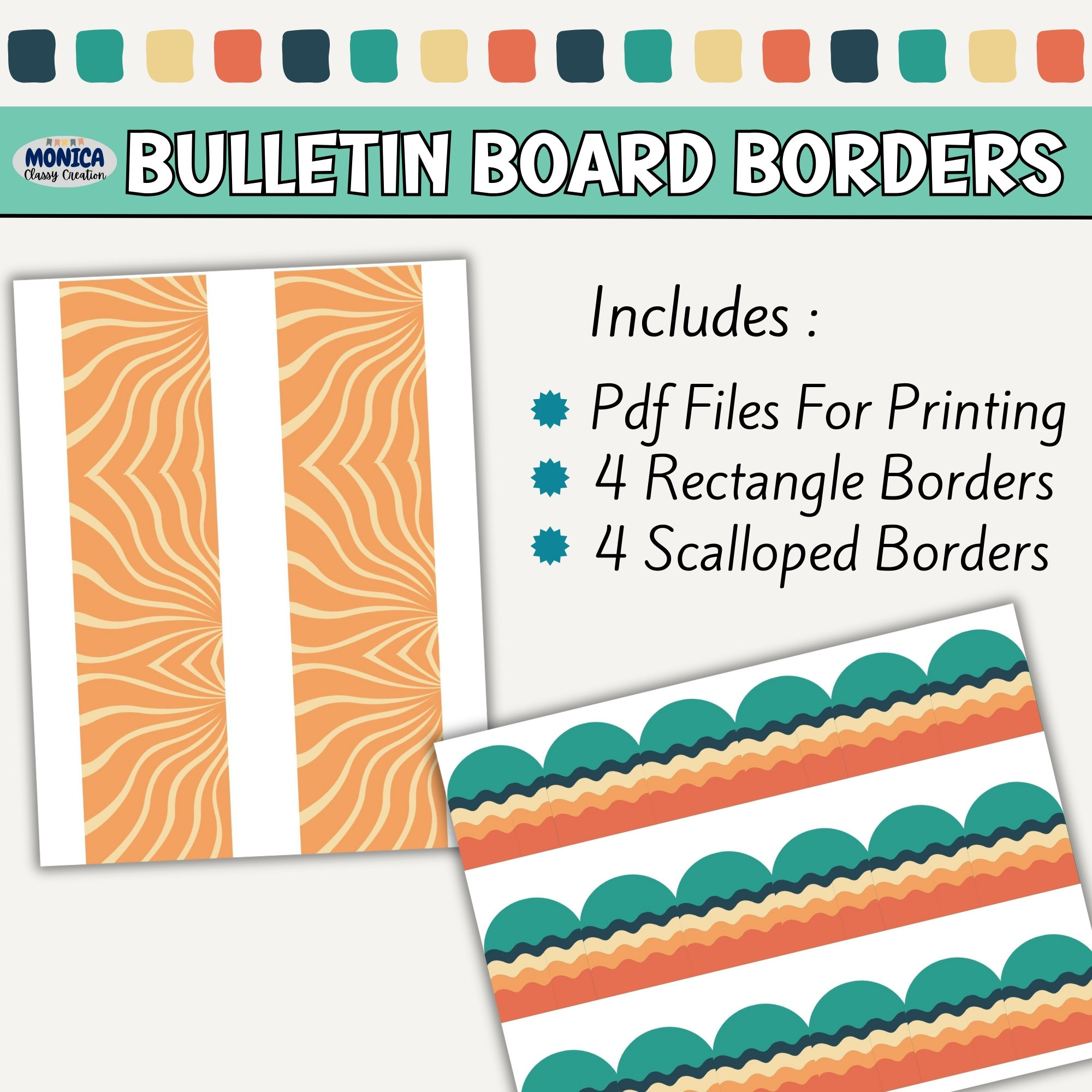 Retro Groovy Bulletin Board Borders-classroom Door Decor-teacher ...