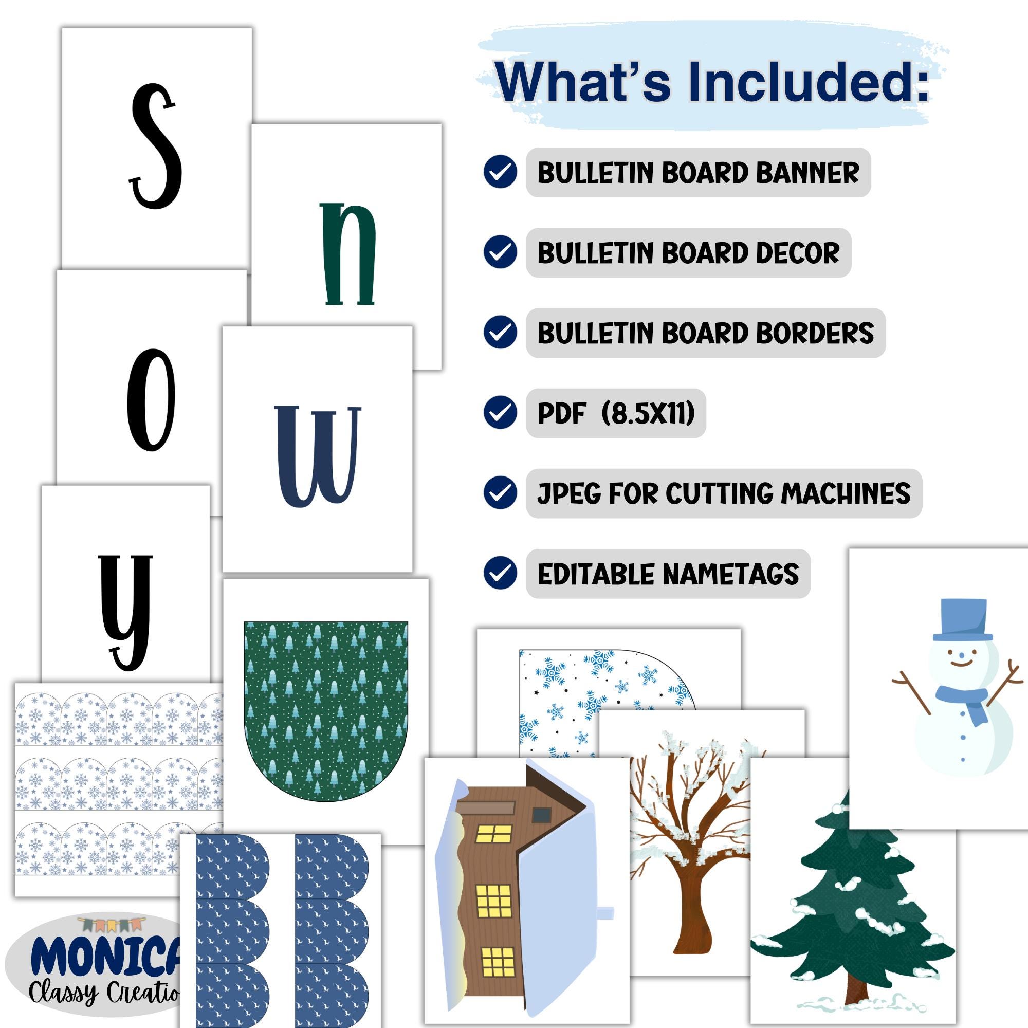 Snowy Winter Bulletin Board Kit January Classroom Decor Snowman ...