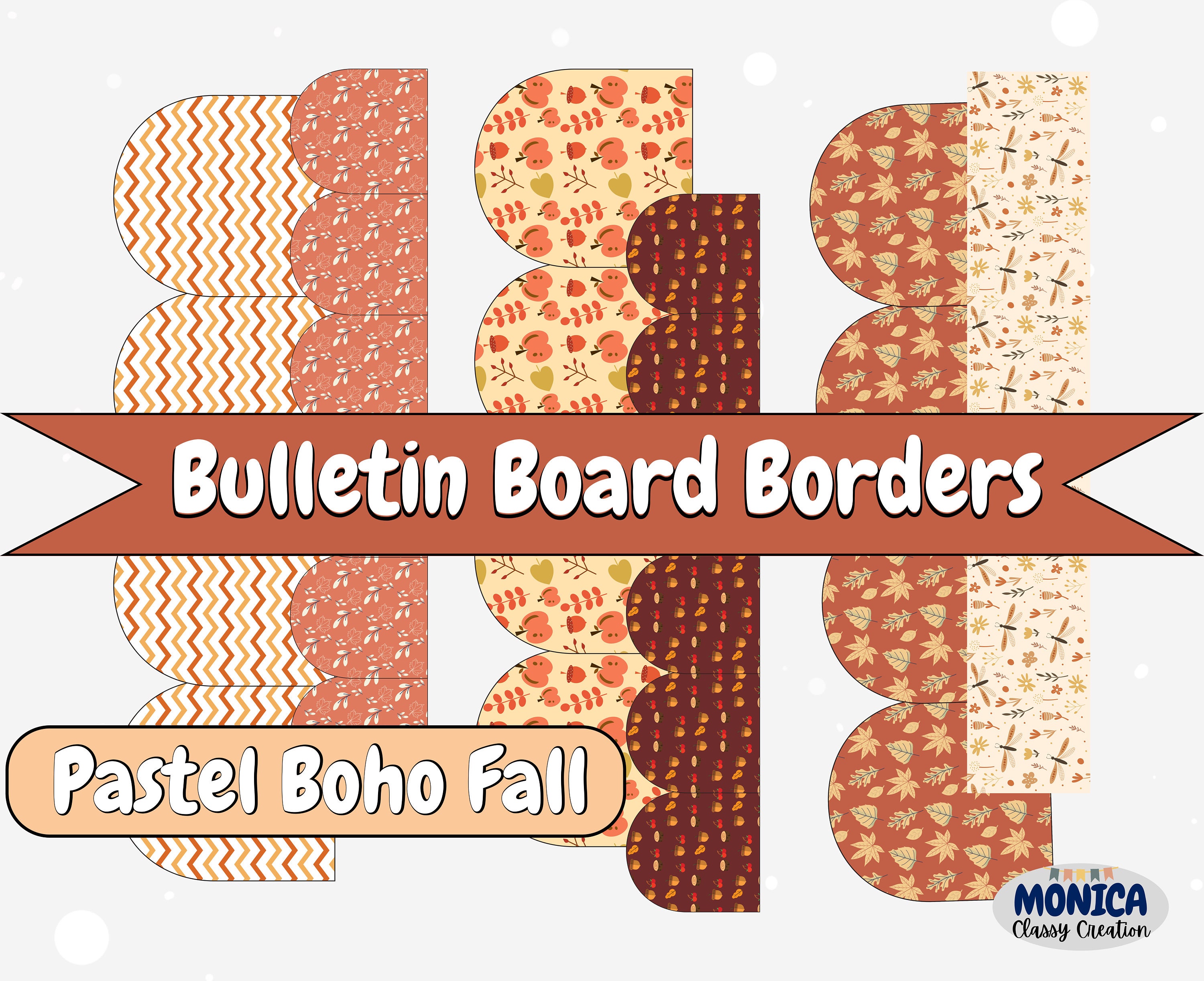 Pastel Boho Fall Bulletin Board Borders-thanksgiving Classroom Door ...