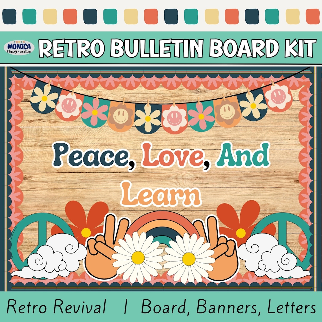 Retro Groovy Bulletin Board Kit-classroom Door Decor-modern Teacher ...