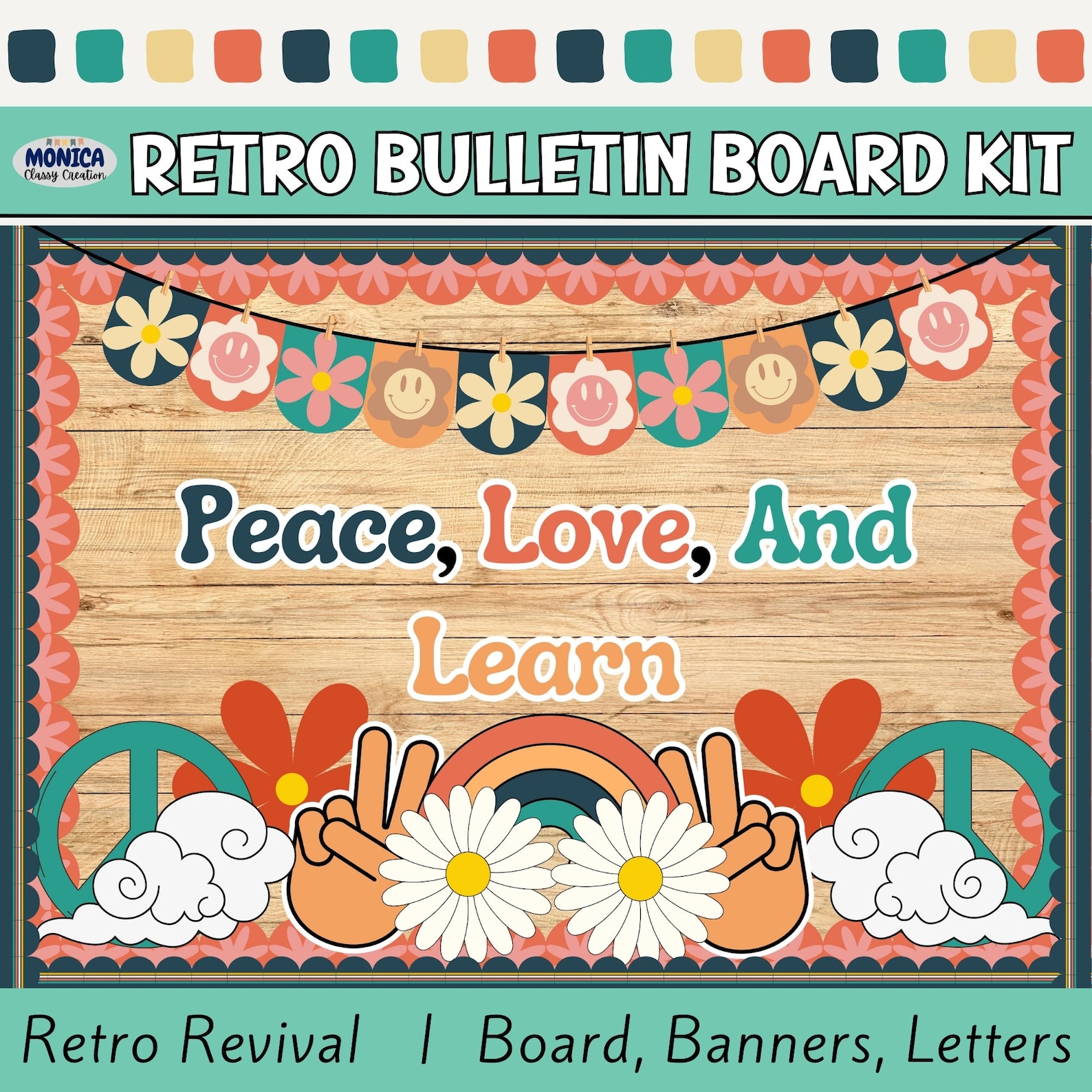 Retro Groovy Bulletin Board Kit-classroom Door Decor-modern Teacher ...