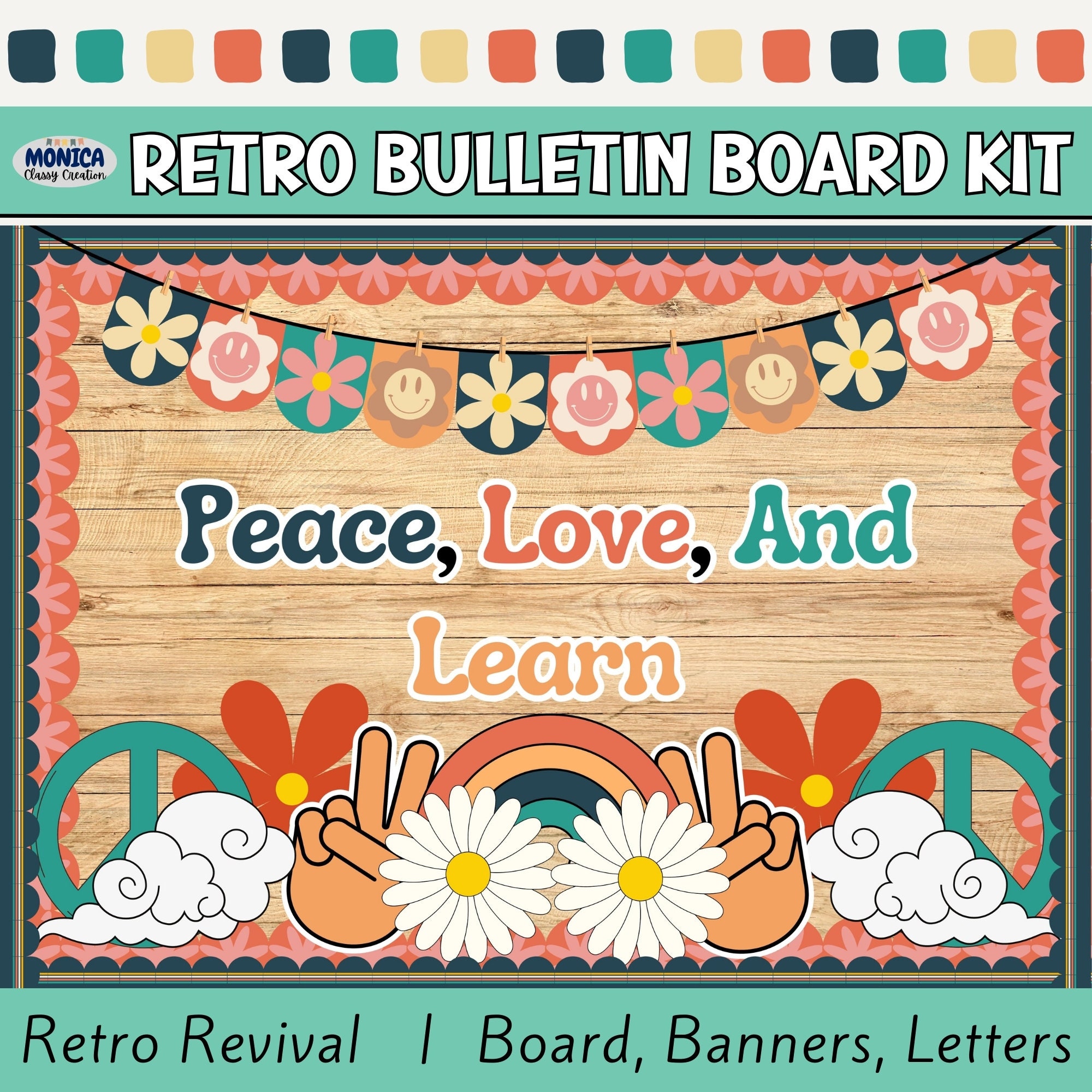 Retro Groovy Bulletin Board Kit-classroom Door Decor-modern Teacher ...