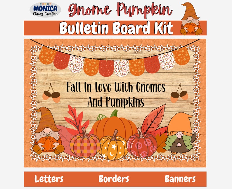 Gnome Pumpkin Fall Bulletin Board Kit-classroom Decor-teacher - Etsy