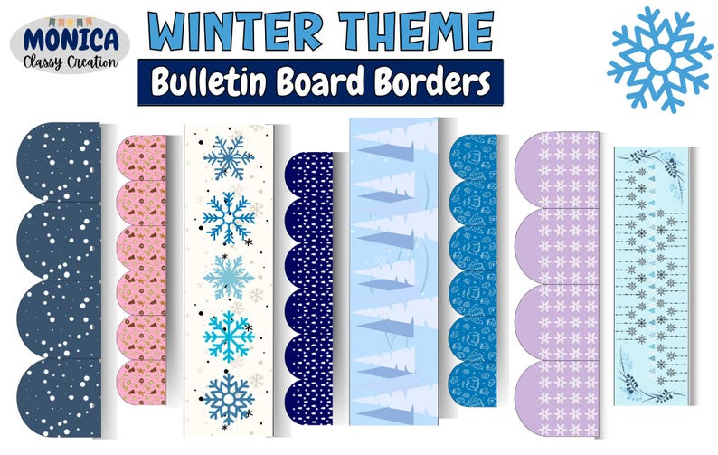 Winter Bulletin Board Borders Printable-snowflake Theme Classroom Decor ...