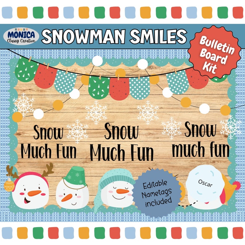 Snowman Let It Snow Winter Bulletin Board Kit Christmas Classroom Decor ...