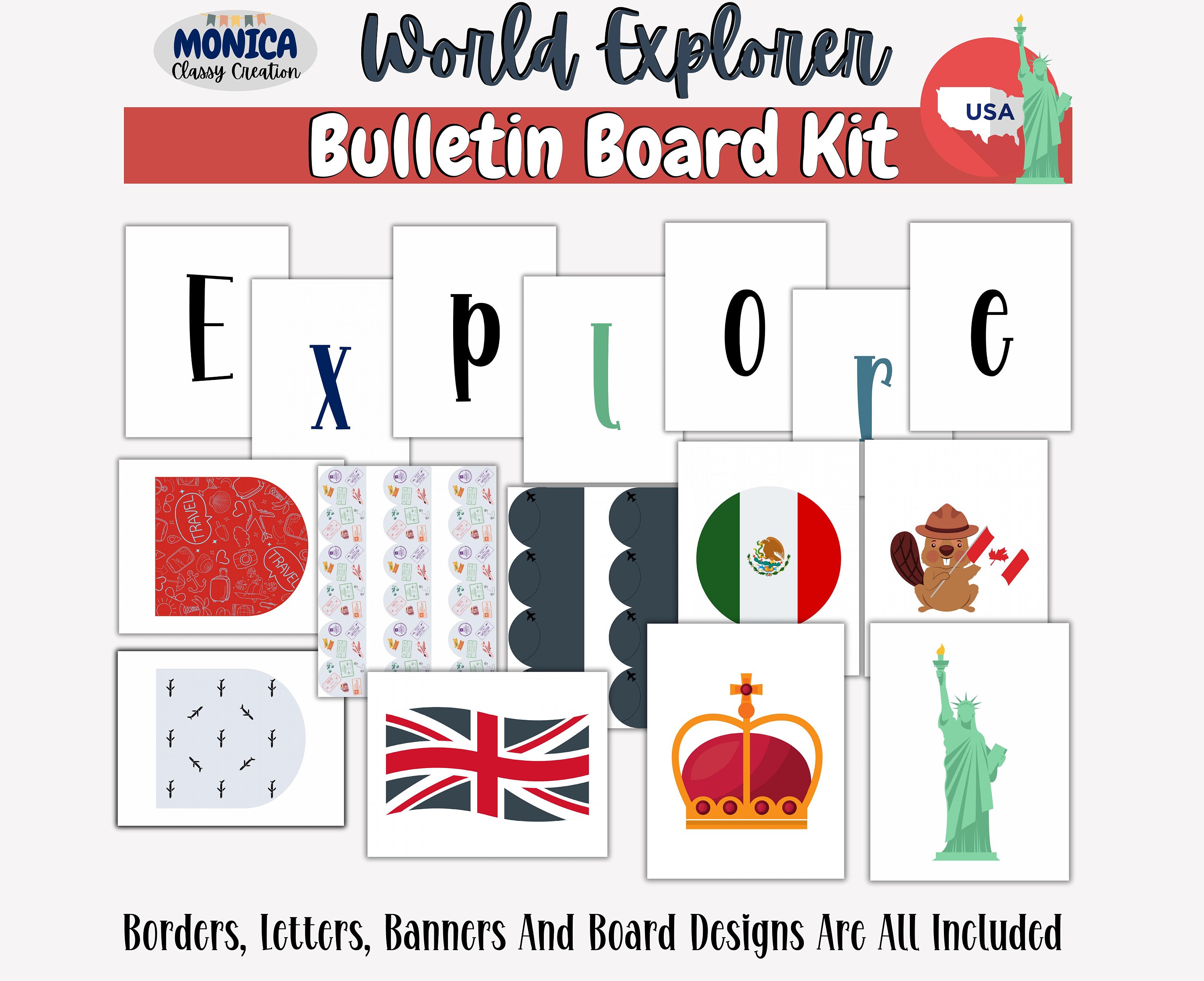 World Travel Adventure Bulletin Board Kit Geography Theme Classroom ...