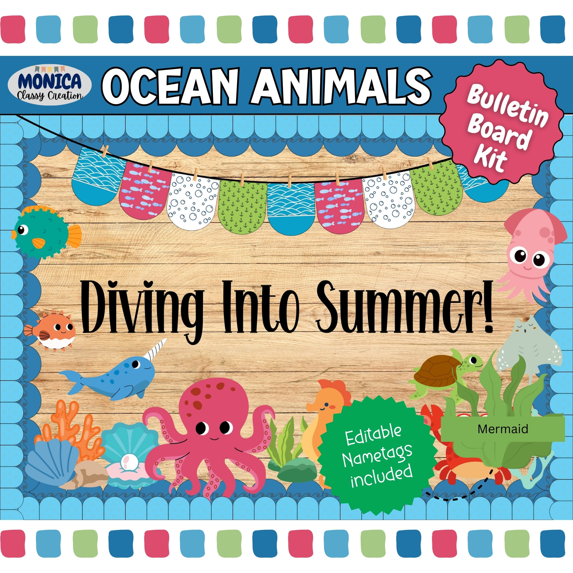 Ocean Animals Summer Bulletin Board Kit-end of the Year Classroom Door ...