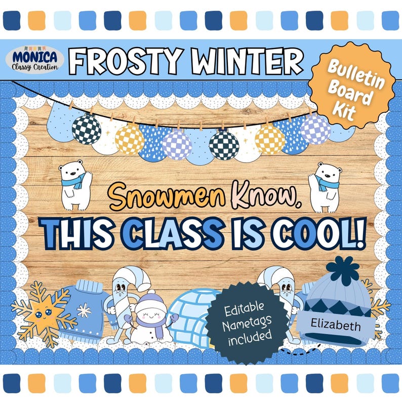 Winter Mitten Bulletin Board Kit-snowman Igloo Classroom Door Decor ...
