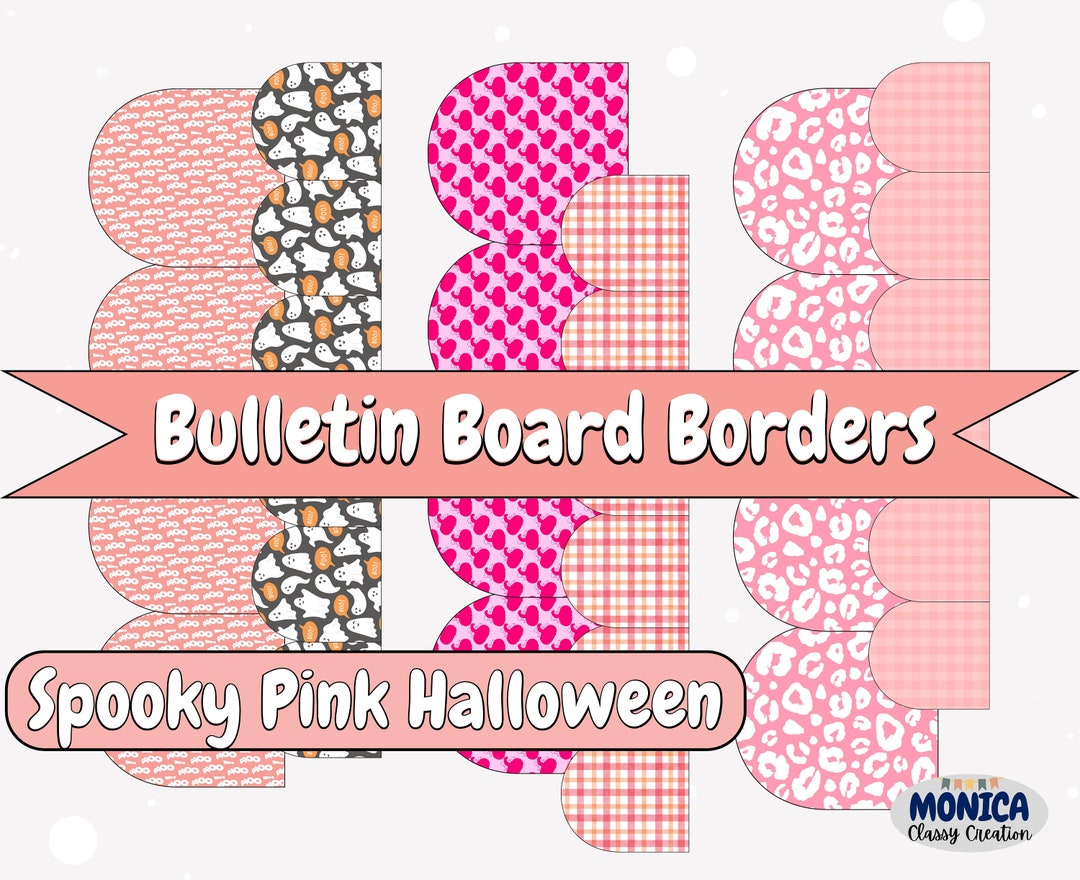 Spooky Pastel Pink Halloween Theme Bulletin Board Borders-boho ...