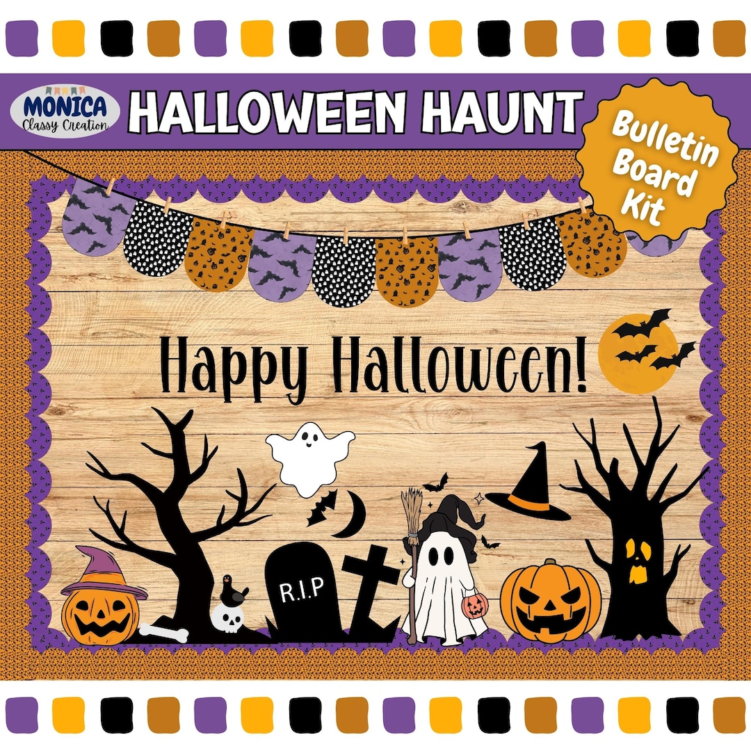 Halloween Ghost Haunted Bulletin Board Kit-teacher Resource -fall ...
