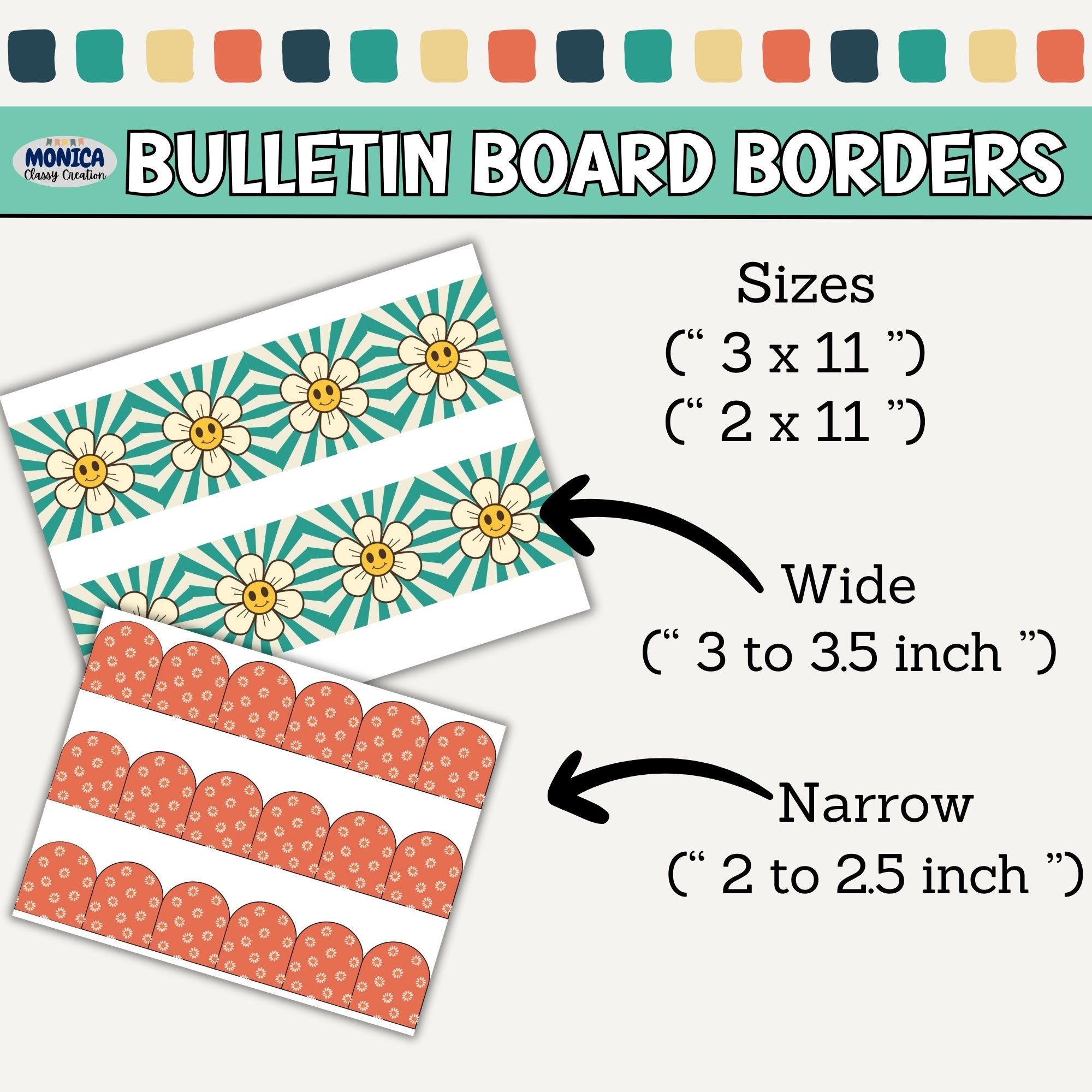 Retro Groovy Bulletin Board Borders-classroom Door Decor-teacher ...