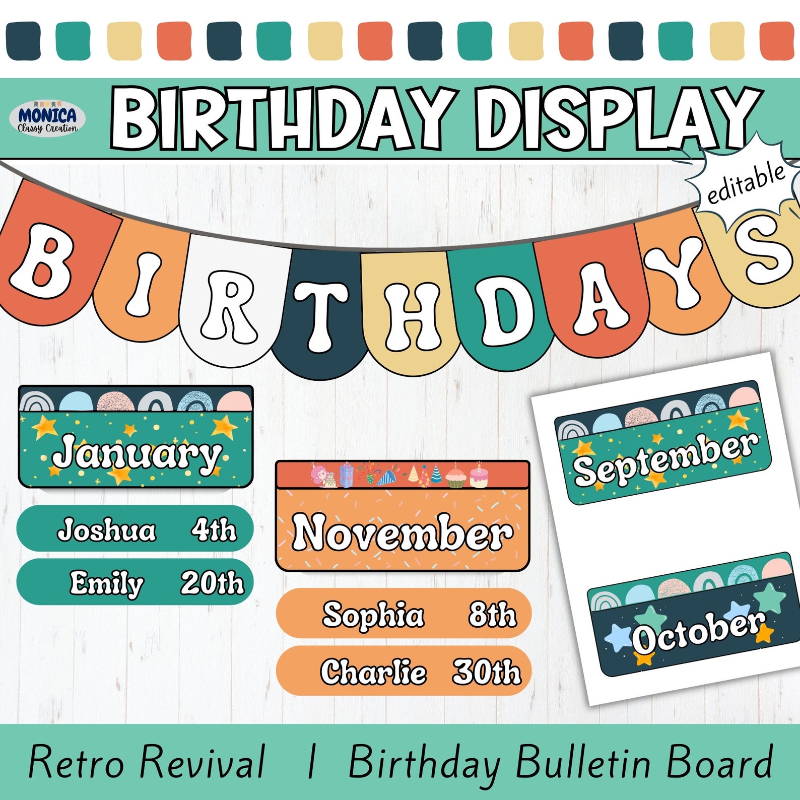 Classroom Birthday Bulletin Board Display-retro Groovy Classroom Decor ...