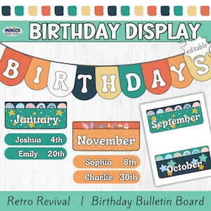 Classroom Birthday Bulletin Board Display-retro Groovy Classroom Decor ...