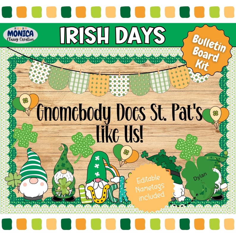 Happy St. Patrick's Day Gnome Bulletin Board Kit-march Bulletin Board ...