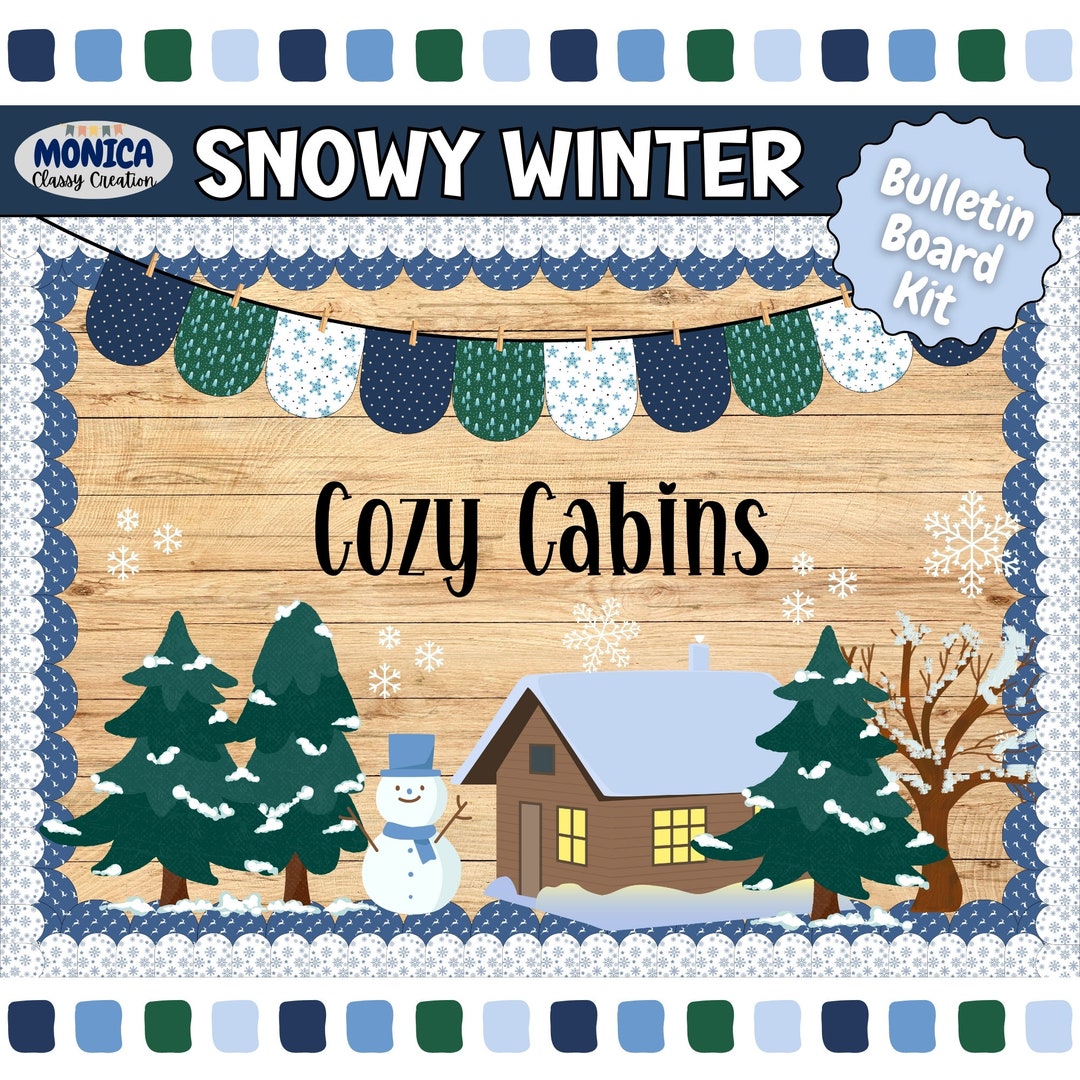 Snowy Winter Bulletin Board Kit January Classroom Decor Snowman ...