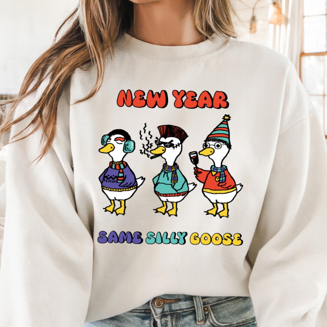 Goose New Year Doodle Art PNG, Same Silly Goose Funny Hand Drawn ...