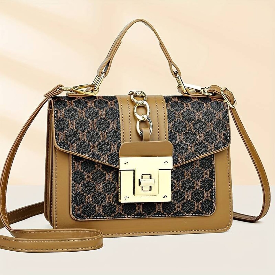 Small Top Handle Purse Vintage Pattern Stitching Shoulder Bag, Classic ...