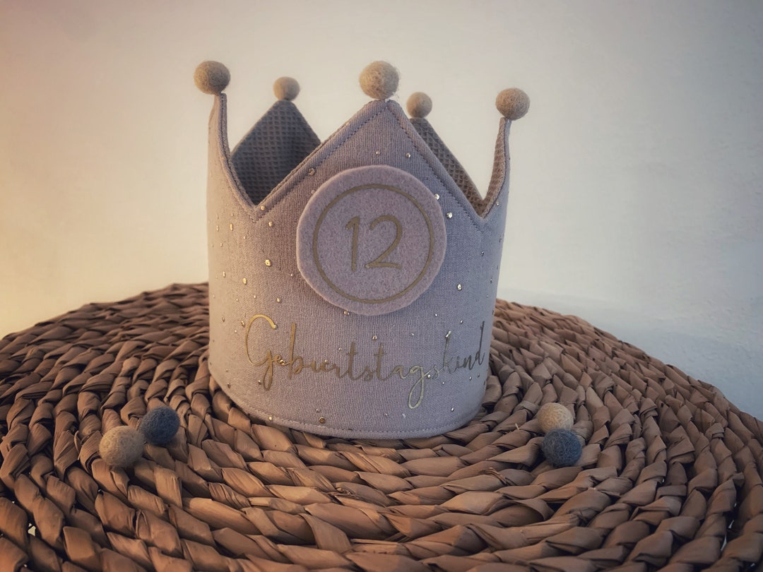 Crown Fabric Crown Name Crown Beige Gold Gold Dots Customizable Muslin ...