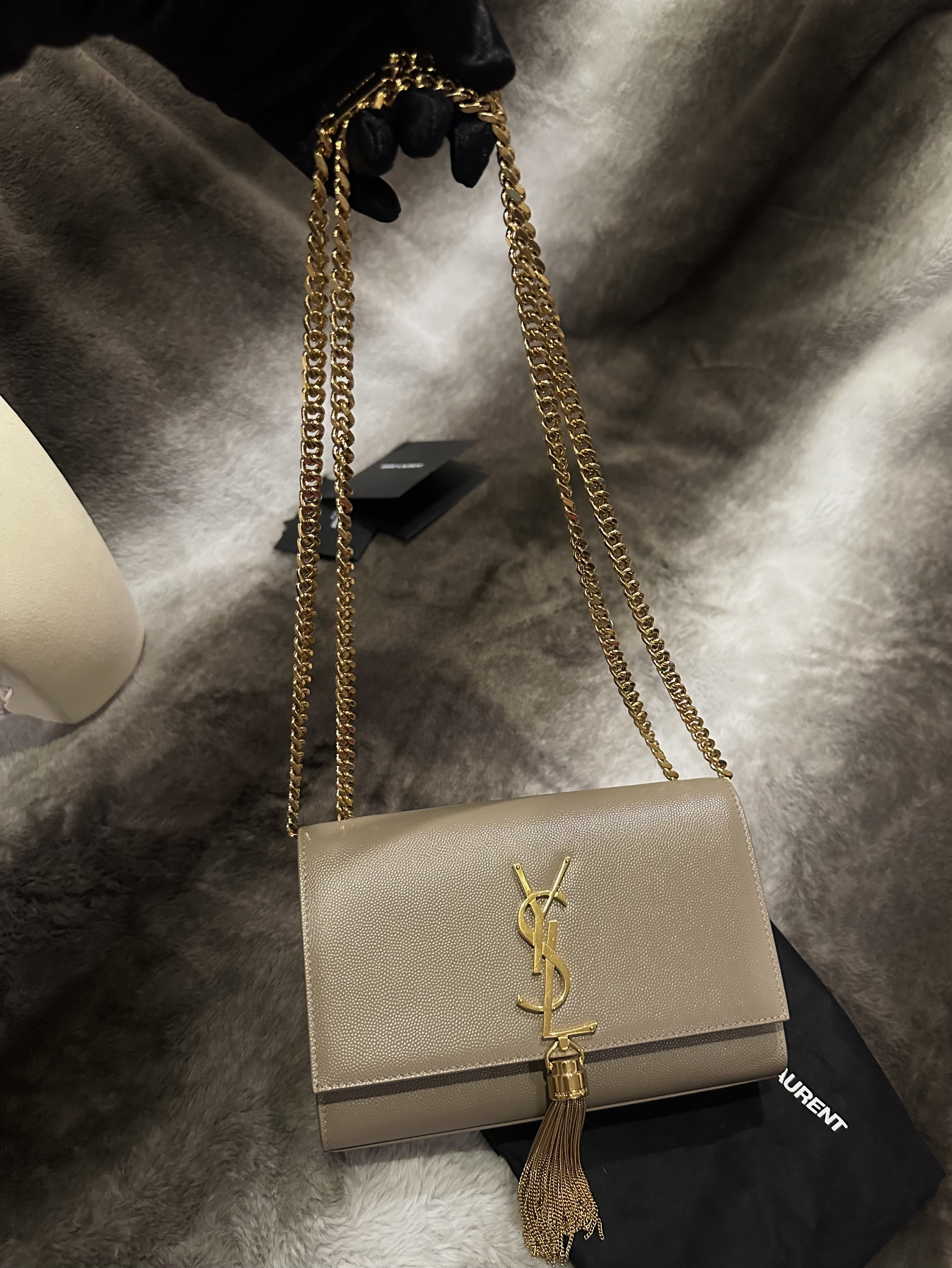 Authentic Classic Yves Saint Laurent YSL Tassel Kate Beige Small Bag - Etsy