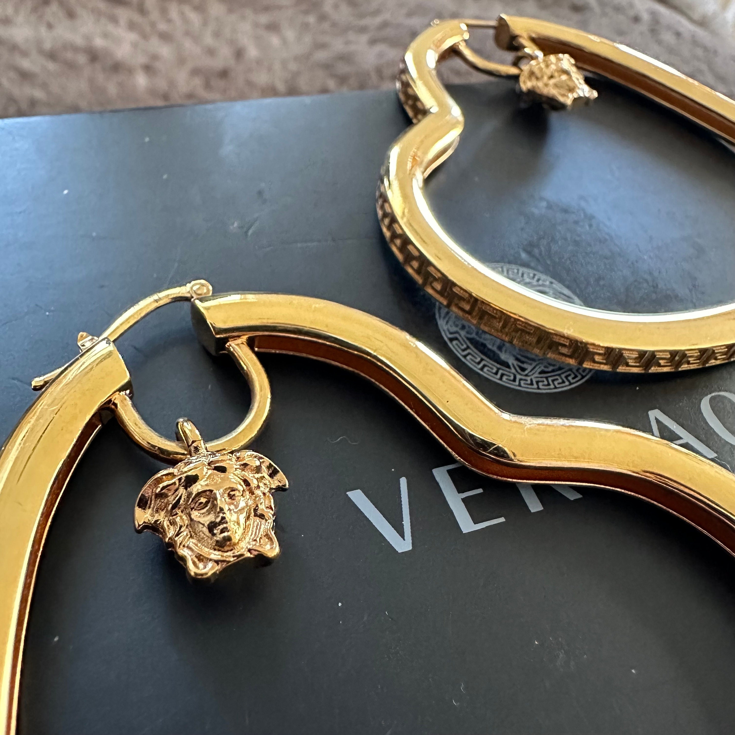 Authentic 2000s Versace Gold Heart Medusa Hoops Earrings - Etsy
