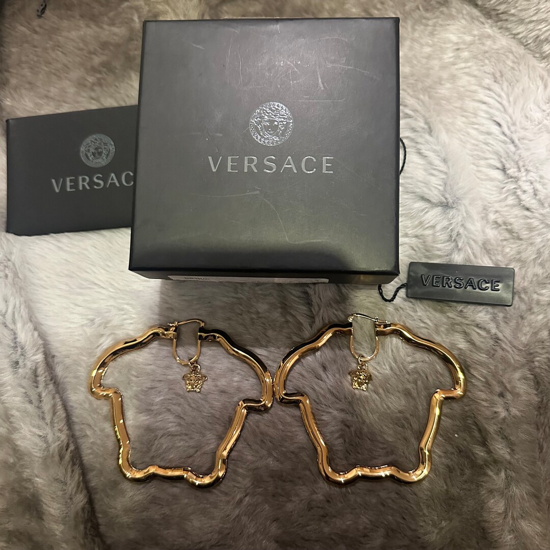 Authentic 2000s Versace Gold Medusa Hoops Earrings - Etsy