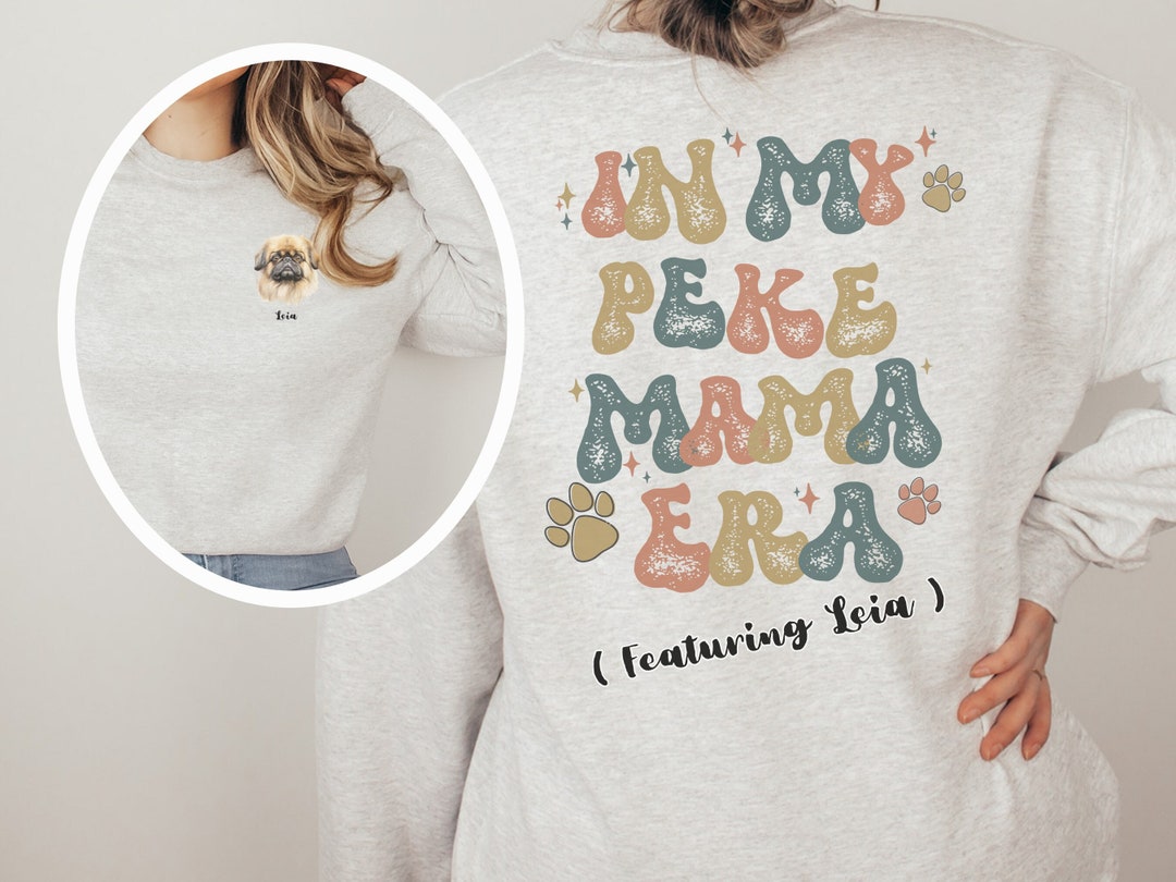 Personalized Vintage Peke Mama, Vintage Boho Pekingese Sweatshirt ...