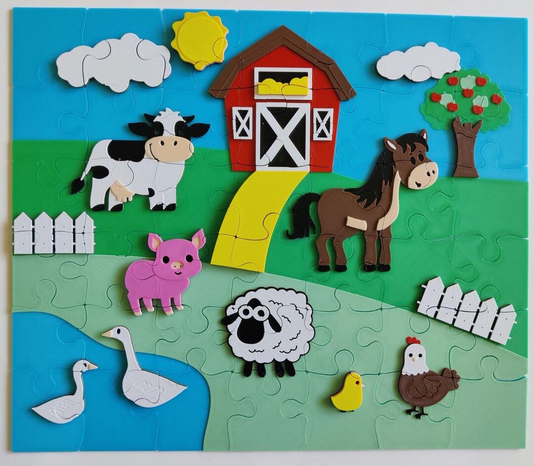 Farm Puzzle for Kids 3D Printed *MADE IN CANADA* - Etsy