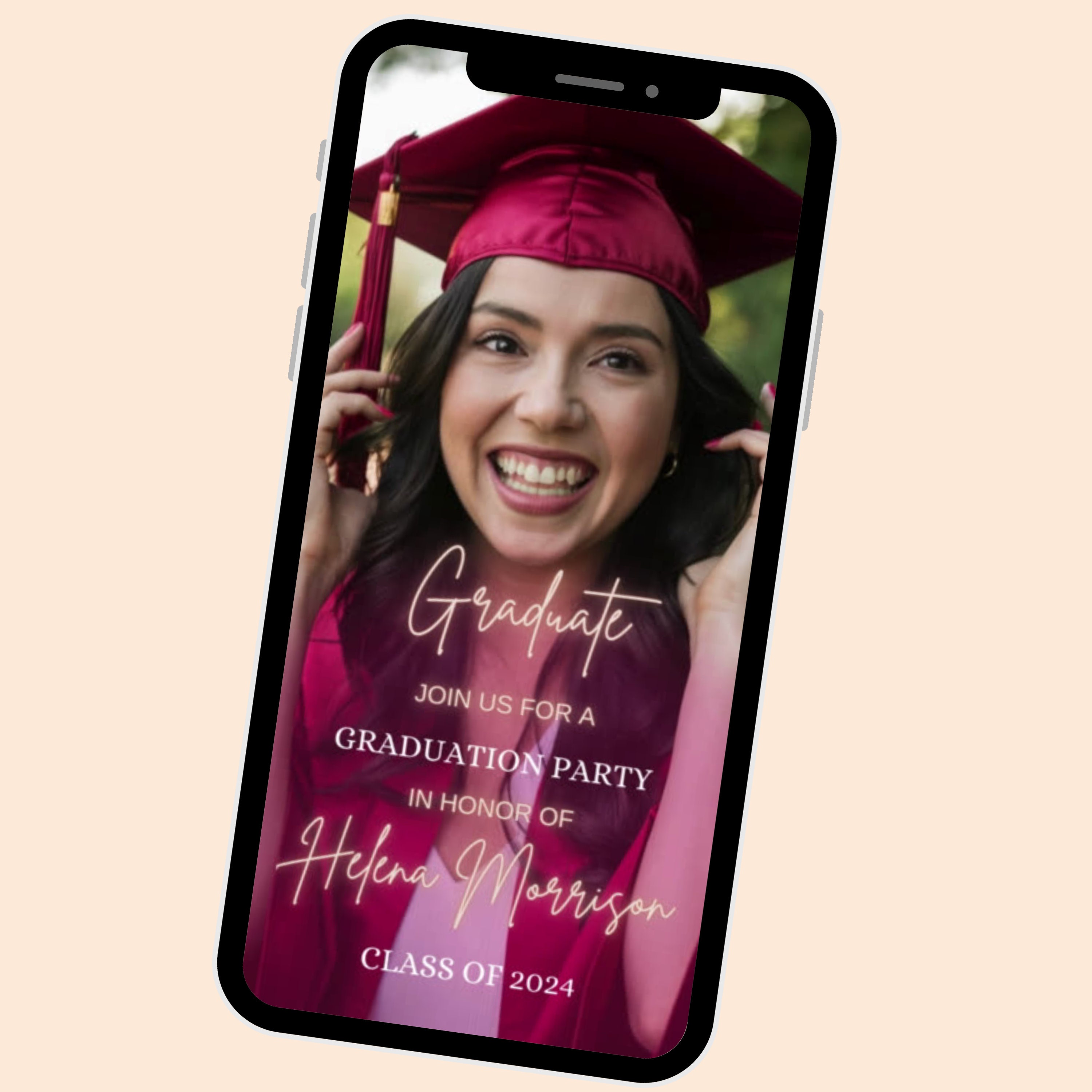 Red Graduation Invitation, Class of 2024, Editable Graduation Template ...