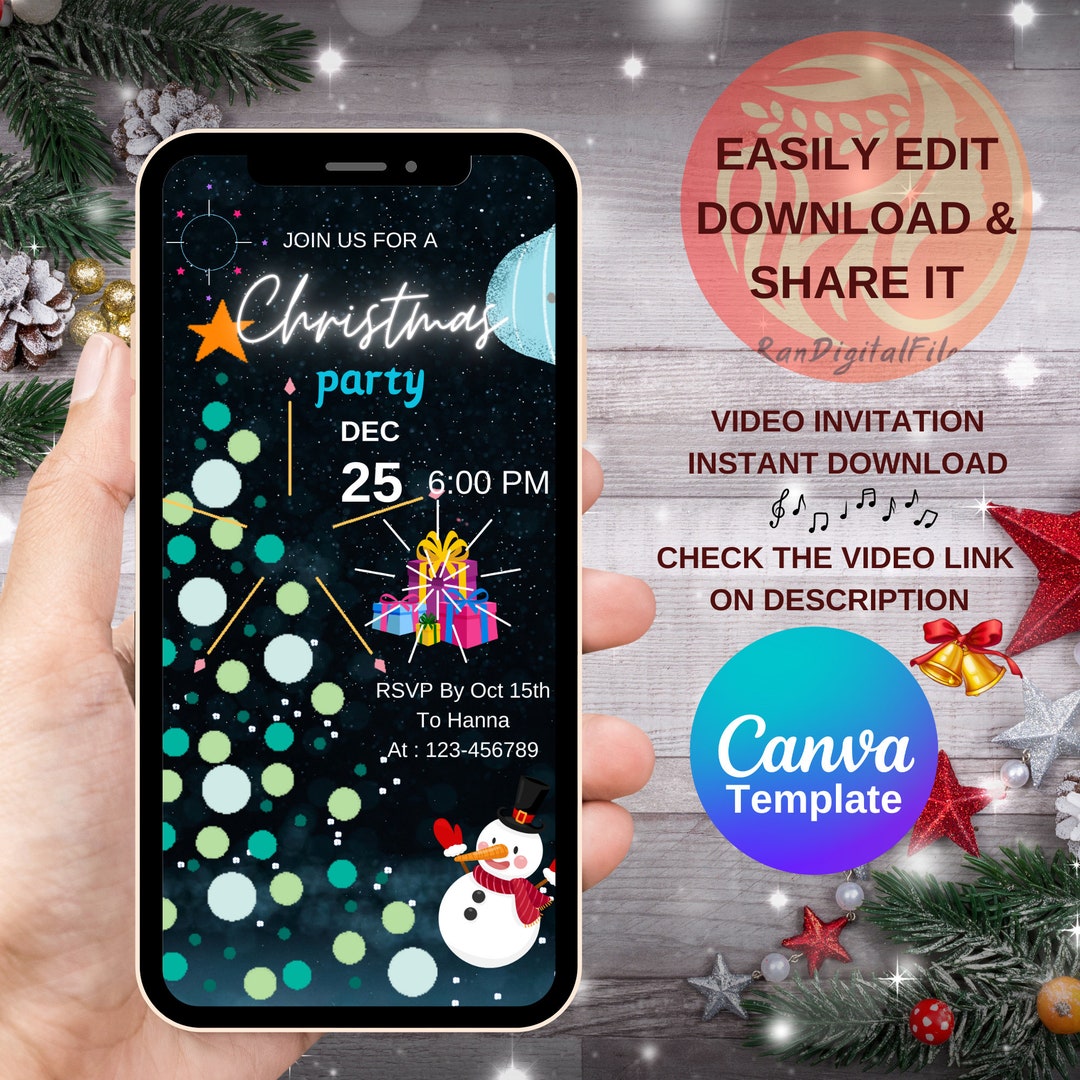 Animated Christmas Party Invitation, Electronic Christmas Dinner Video ...